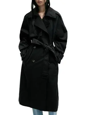 Mango Angela Belted Trench Coat - Black