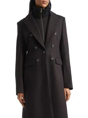 Veronica Beard Stryder Double Breasted Dickey Coat - Black