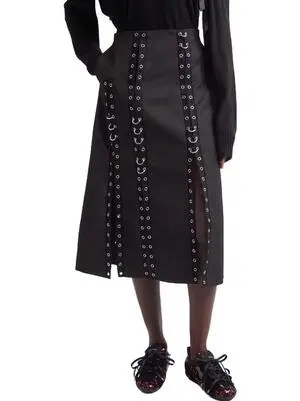 Simone Rocha Grommet Ring Sculpted Ripple Midi Skirt - Black