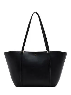 Mango Faux Leather Shopper Tote - Black