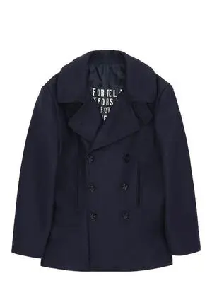 FORTELA Peacot Double Breasted Wool Blend Coat - Blue