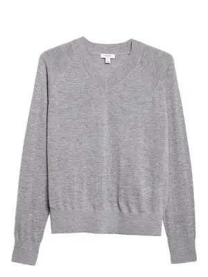 REISS Paris V-neck Merino Wool Sweater - Grey