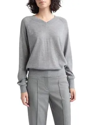 REISS Paris V-neck Merino Wool Sweater - Grey