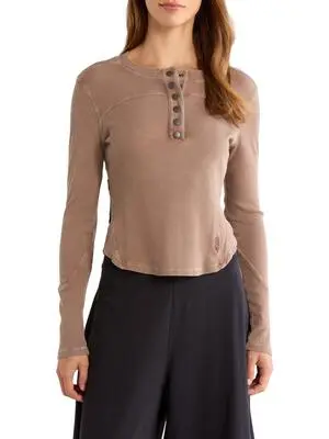 Free People Cool Down Stretch Cotton Crewneck Top Sandstorm