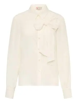 MAISON COMMON Long Sleeve Blouse With Bow Detail - Ecru
