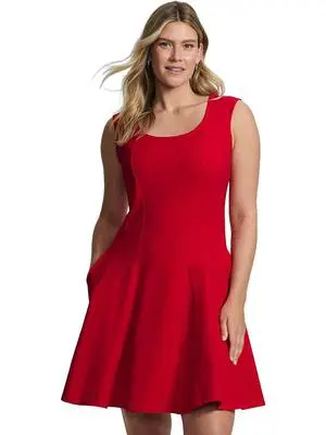 LANDS' END Starfish Scoop Neck Sleeveless Mini Dress - Compass Red