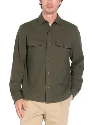 CIVIL SOCIETY Blythe Cotton Blend Button-up Shirt - Dk Olive