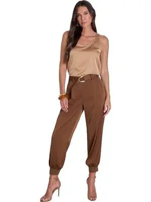 THE NOLI SHOP Adrienne Satin Cargo Pant - Java