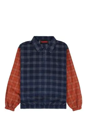 PLEASURES Colorblock Check Cotton Corduroy Shirt - Navy