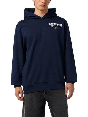Philipp Plein Fleece Hoodie Greatness Men Navy