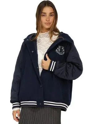 BELLE & BLOOM Remix Bomber Varisty Jacket - Navy