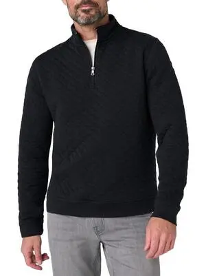 LIVERPOOL Diamond Quilted Quarter Zip Pullover Black