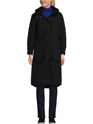LANDS' END Tall Squall Waterproof Insulated Winter Stadium Maxi Coat - Black