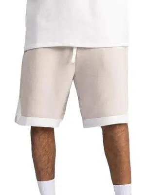 MANIA Social Media Cotton Blend Drawstring Shorts - Stone