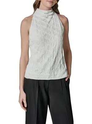 Donna Karan New York Texture Mock Neck Top - Cream