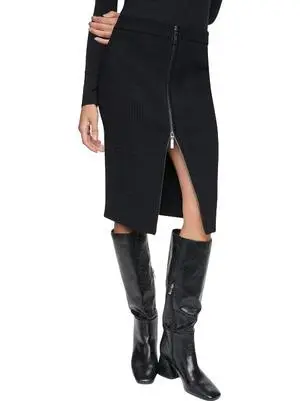 Dkny Zip Front Sweater Skirt - Black