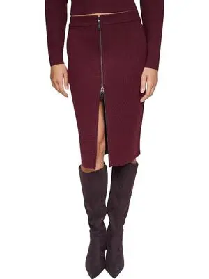 Dkny Zip Front Sweater Skirt - Cabernet