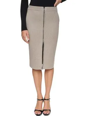 Dkny Zip Front Sweater Skirt - Putty