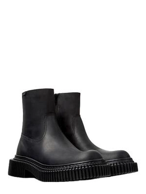 Camper Pix Leather Zip Up Boot - Black