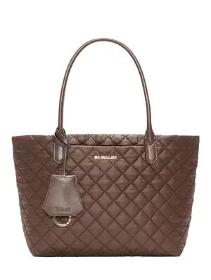 Mz Wallace Daily Small Quilted Nylon Tote Walnut