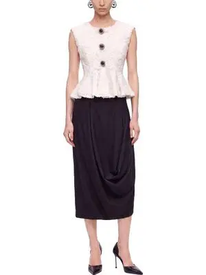 NOCTURNE Accessory Detail Crew Neck Knit Top - Ivory