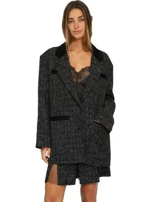 BELLE & BLOOM City Noir Tweed Oversized Blazer - Black