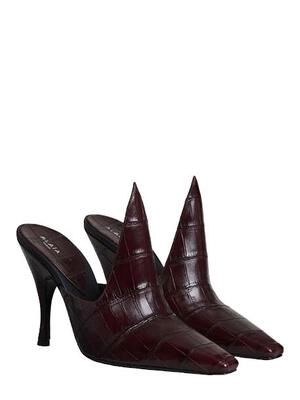 Alaïa Pointed Toe Heeled Mule - 730 Marron Fonce