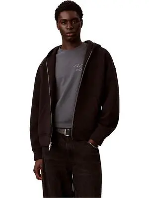 Calvin Klein Cotton Spacer Full Zip Hoodie - Black