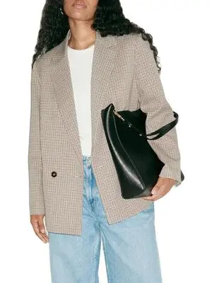 Mango Charlott Micro Houndstooth Check Blazer - Brown