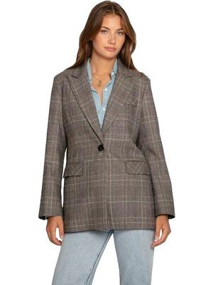 BELLE & BLOOM Paris Grid Single Breasted Blazer - Grey