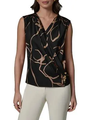 Donna Karan New York Faux Wrap Top - Blk/fawn