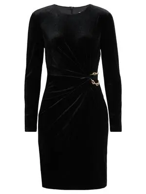 Eliza J Pleated Velvet Cocktail Dress - Black
