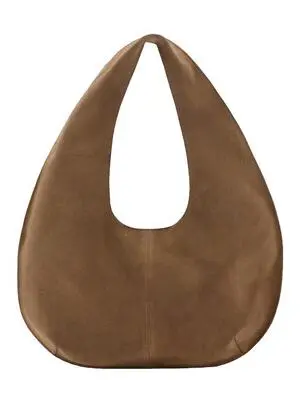 Mango Small Leather Hobo Bag - Medium Brown