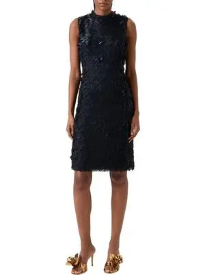 Akris Layered Organza Tile Sheath Dress - Black