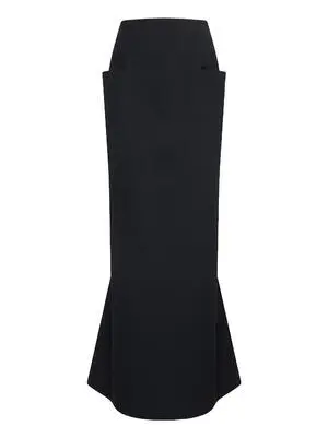 Alaïa Tailored Wool Column Maxi Skirt - Noir
