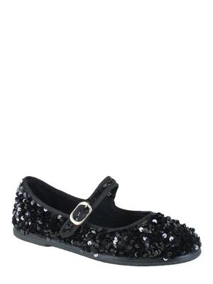 NATIONAL COMFORT Sequin Embellished Mary Jane Flat - Black
