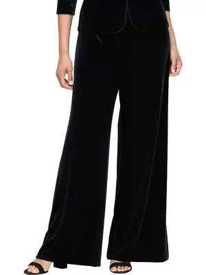 Alex Evenings Stretch Velvet Palazzo Pants - Black