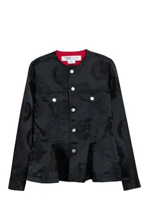 Comme Des Garçons Dragon Jacquard Peplum Jacket - Black