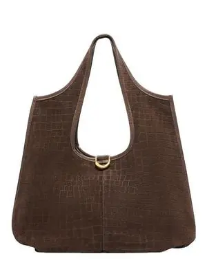 DOLCE VITA Pava Croc Embossed Suede Shoulder Bag