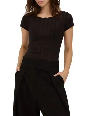 PROJECT SOCIAL T Arden Lace Trim T-shirt Black