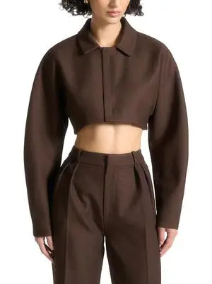 Manière De Voir Elya Tailored Super Cropped Jacket Brown