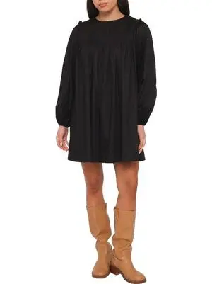 PETAL & PUP Wyatt Long Sleeve Minidress - Black