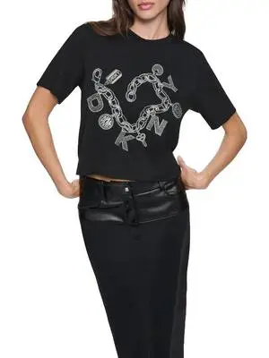 Dkny Charm Bracelet Graphic T-shirt - Black