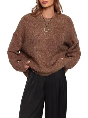 PETAL & PUP Freida Boucle Knit Sweater - Brown