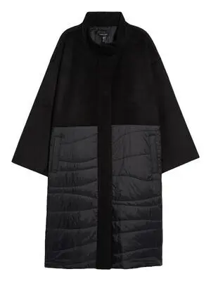 Eileen Fisher Stand Collar Recycled Nylon Coat - Black