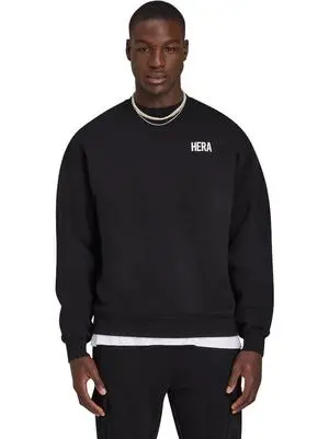HERA Staple Relaxed Fit Crew Neck Sweatshirt - Black
