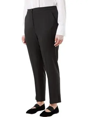 Marina Rinaldi Fascino Virgin Wool Tapered Trousers - Black