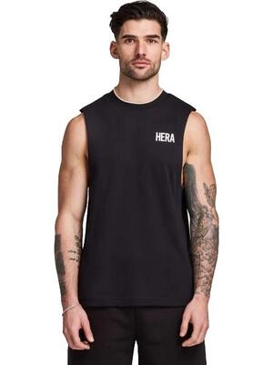 HERA Crew Neck Relaxed Fit Printed Vest Black