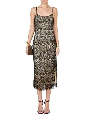 Endless Rose Beaded Sleeveless Midi Dress - Black/nude