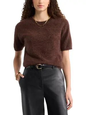 Nordstrom Brushed Cashmere Sweater Tee Brown Mole